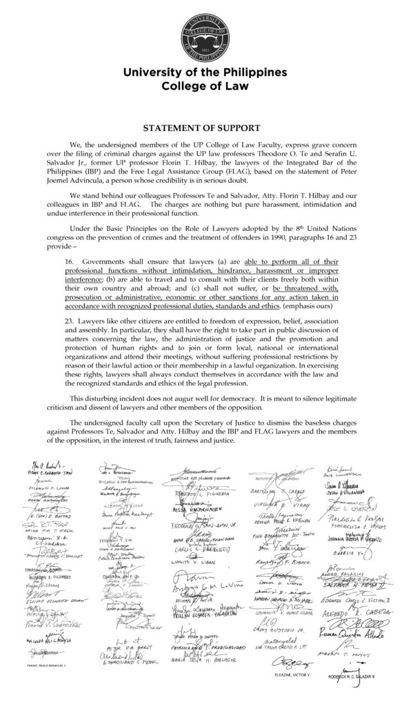 UP College of Law Statement of Support — UP College of Law