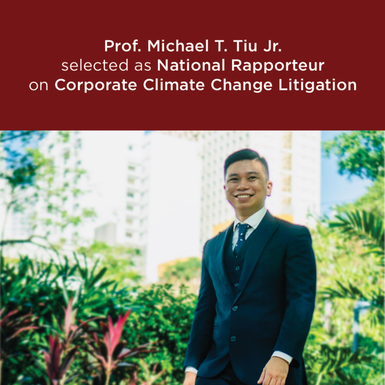 Prof. Tiu selected as National Rapporteur on Corporate Climate Change ...