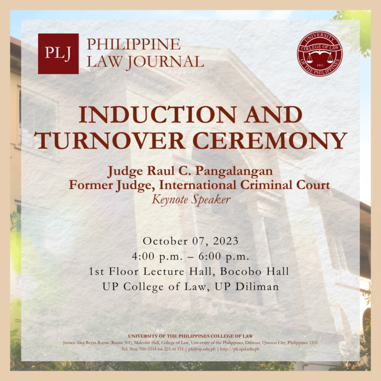 PLJ Vol 97 Induction and Turnover Ceremony — UP College of Law