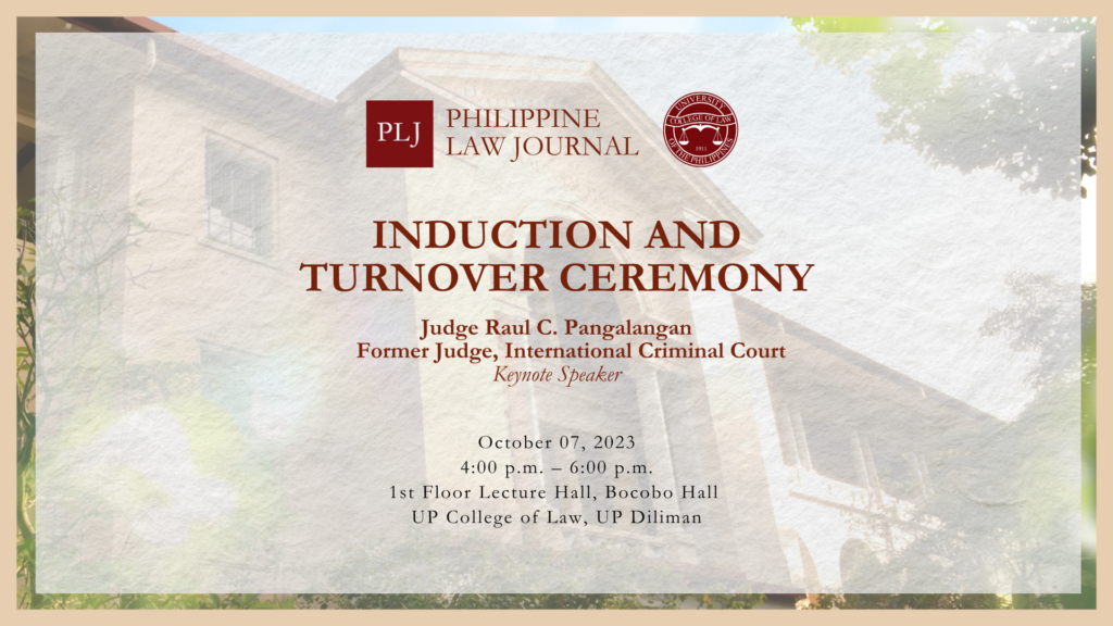 PLJ Vol 97 Induction and Turnover Ceremony — UP College of Law